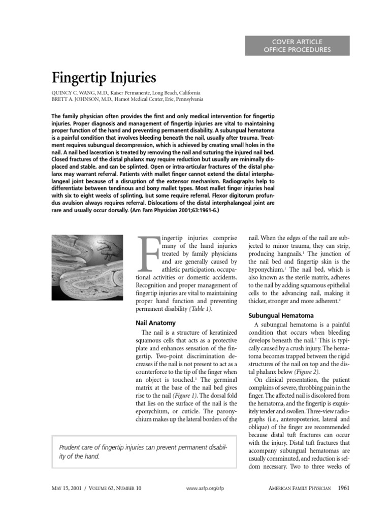 Fingertip Injuries | PDF