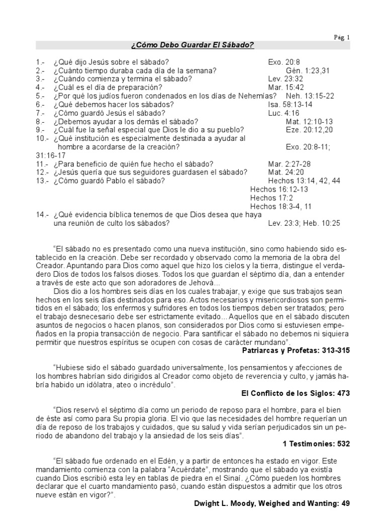 Cómo Guardar el Sábado Según la Biblia | PDF | Shabat | Cristo (título)