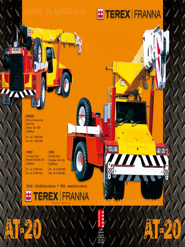 Terex Franna AT-20 Crane Specifications | PDF | Crane (Machine ...