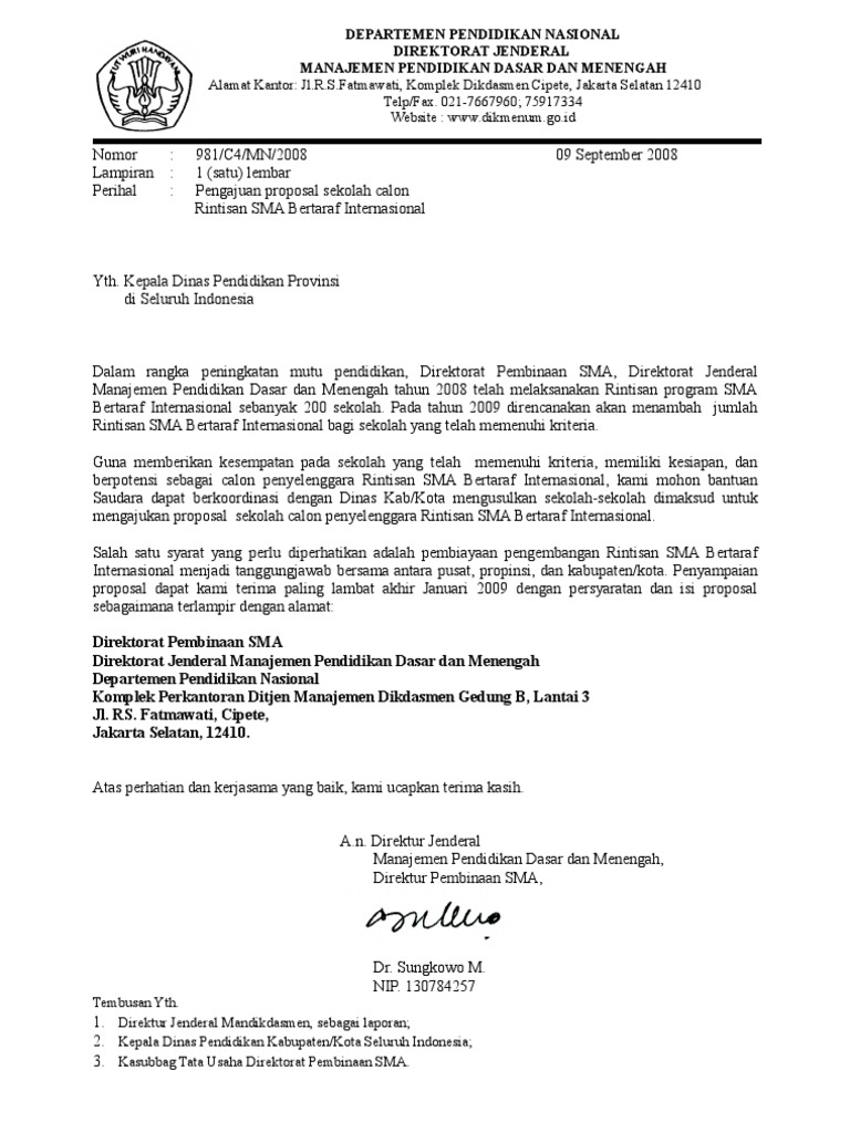 Surat Minta Proposals Bi Dir | PDF
