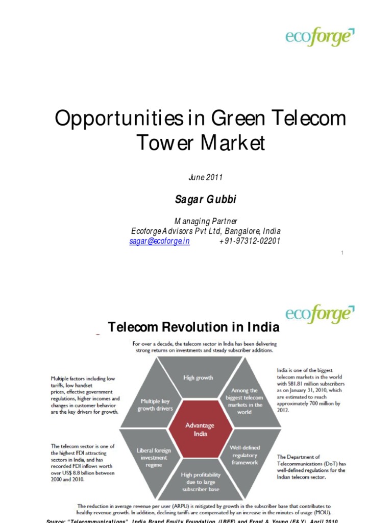 Green Telecom Towers | PDF | Electric Power | Energy And Resource