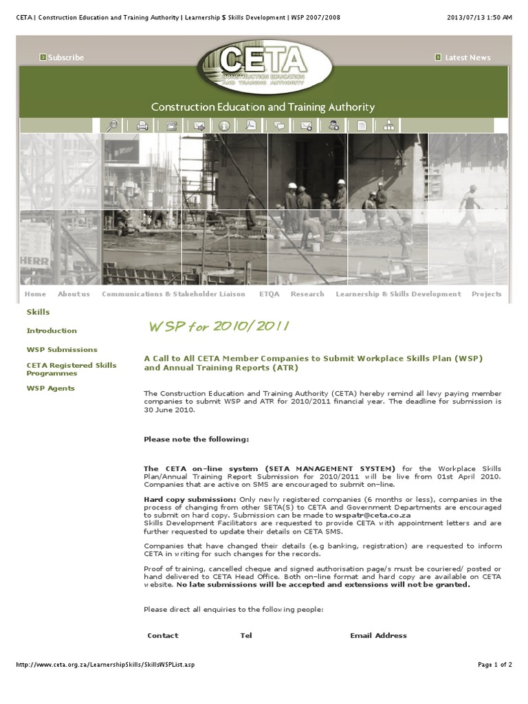 CETA - Construction Education and Training Authority - Learnership ...