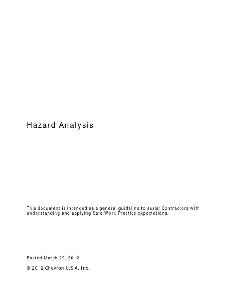 Chevron Hazard Analysis Guidelines 2012 | PDF | Safety | Business