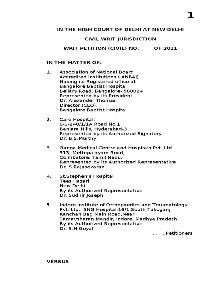 Writ Petition in The High Court | PDF | University And College ...
