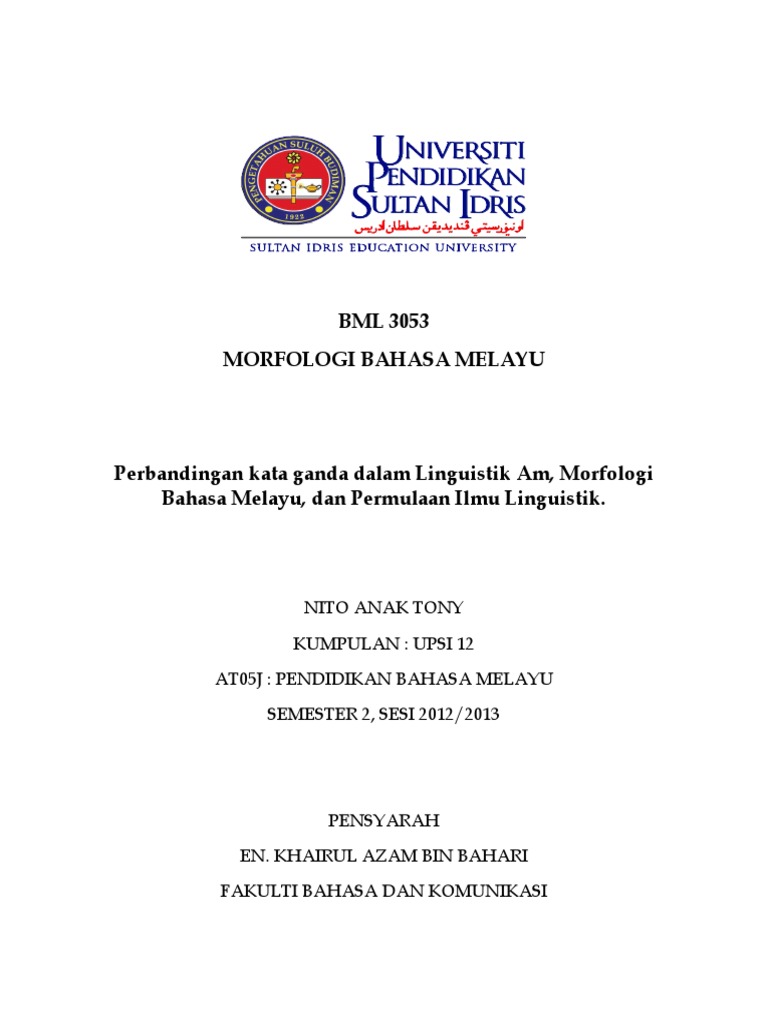 BML 3053 Morfologi Bahasa Melayu | PDF