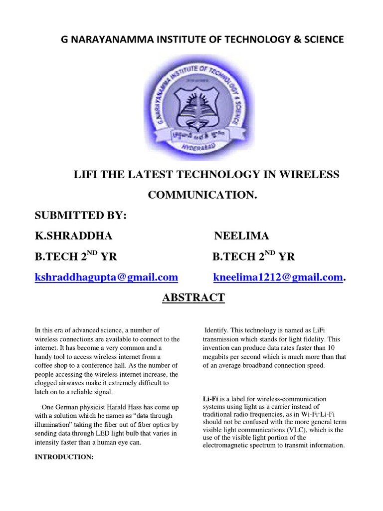 Abstract On Lifi | PDF | Wireless | Networks