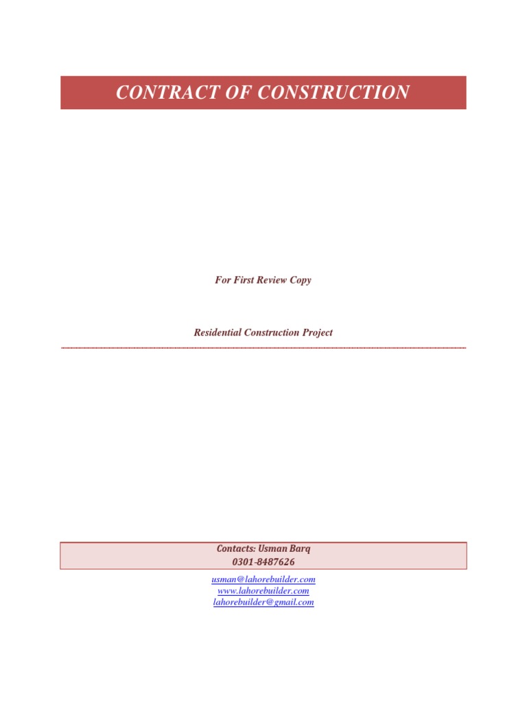 Residential Construction Contract Details | PDF | Wall | Mortar (Masonry)