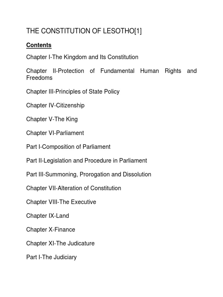 Lesotho Constitution | PDF | House Of Commons Of The United Kingdom ...