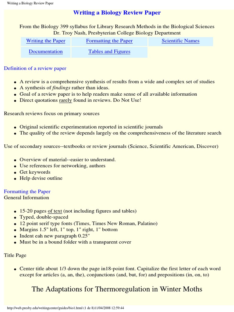 Biology Review Paper Writing Guide | PDF | Science | Cartesian ...