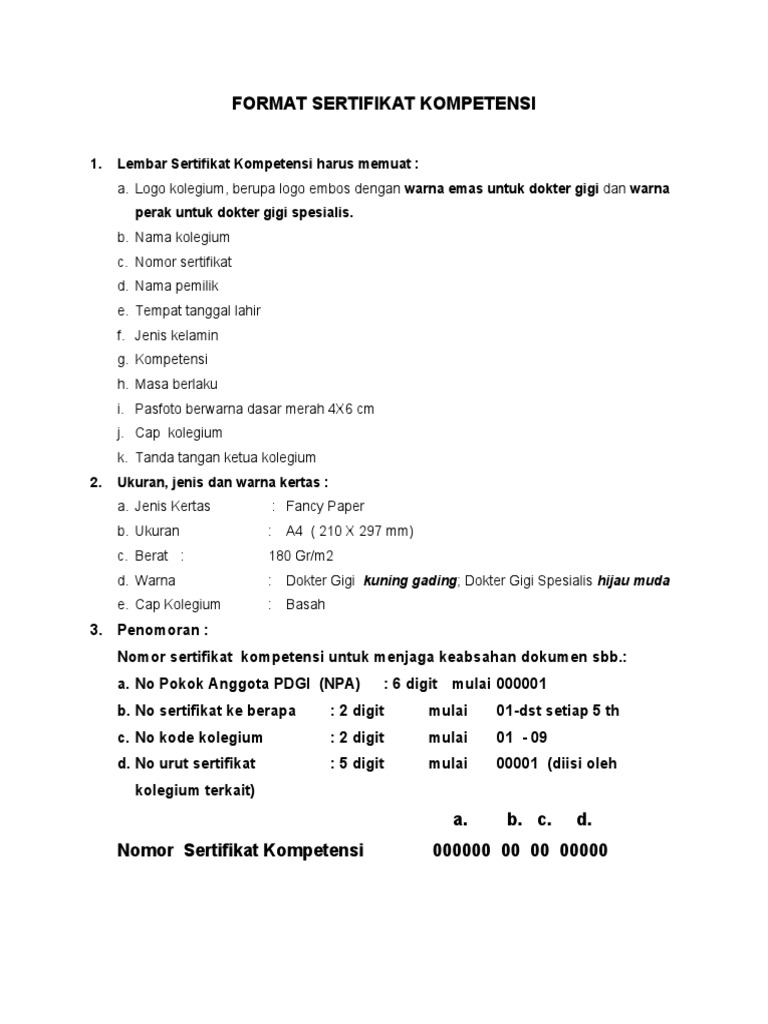 Format Sertifikat Kompetensi | PDF | Teknologi & Rekayasa
