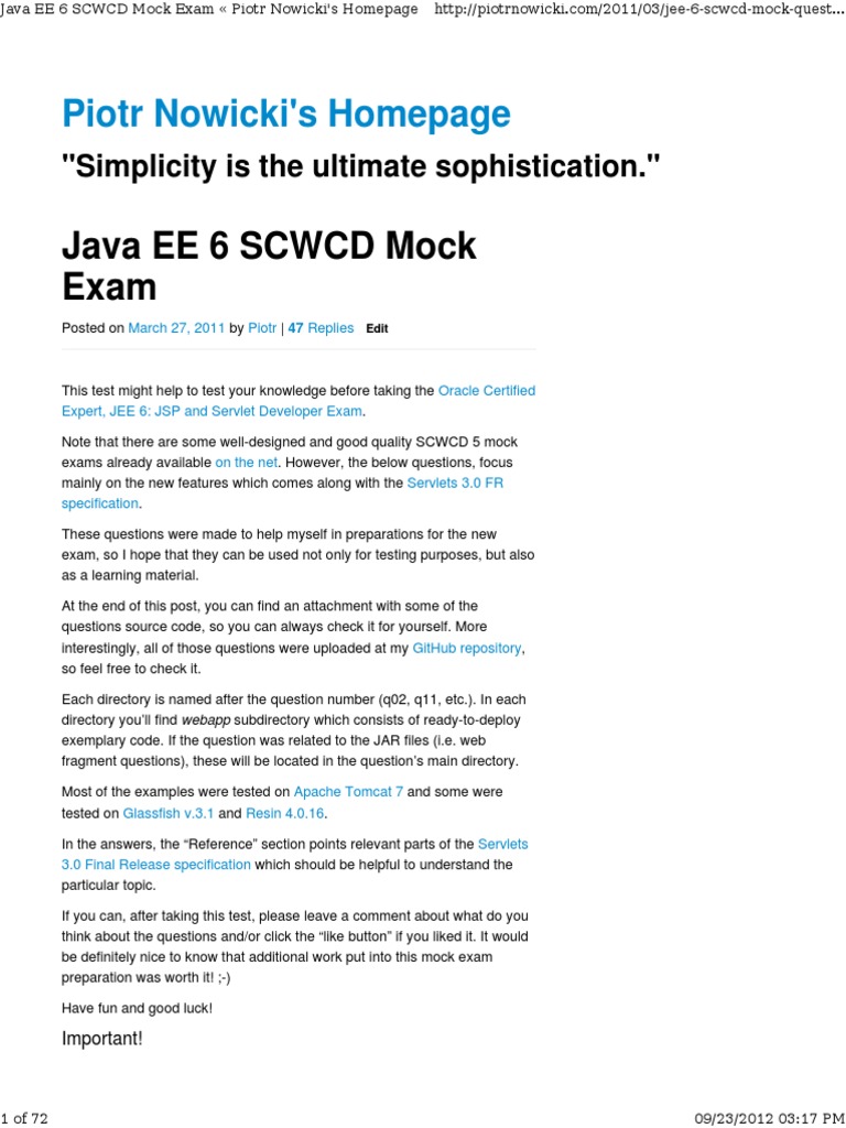 SCWCD Exam | PDF | Java Servlet | Java (Programming Language)