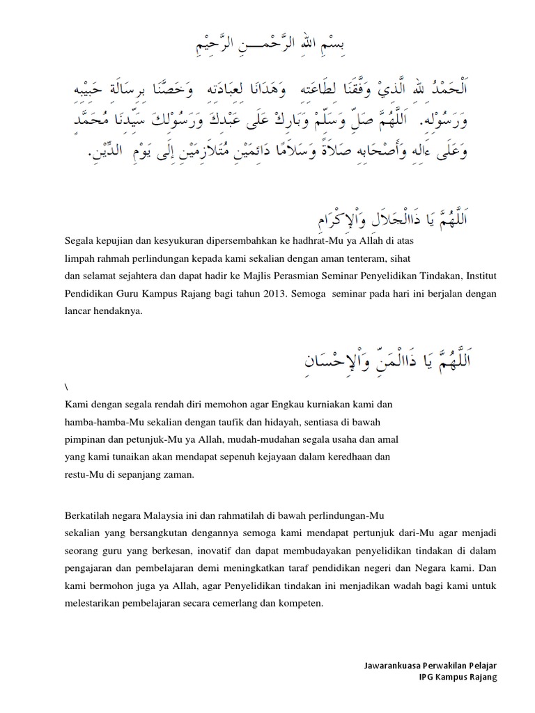 TEKS DOA Seminar Penyelidikan Tindakan | PDF