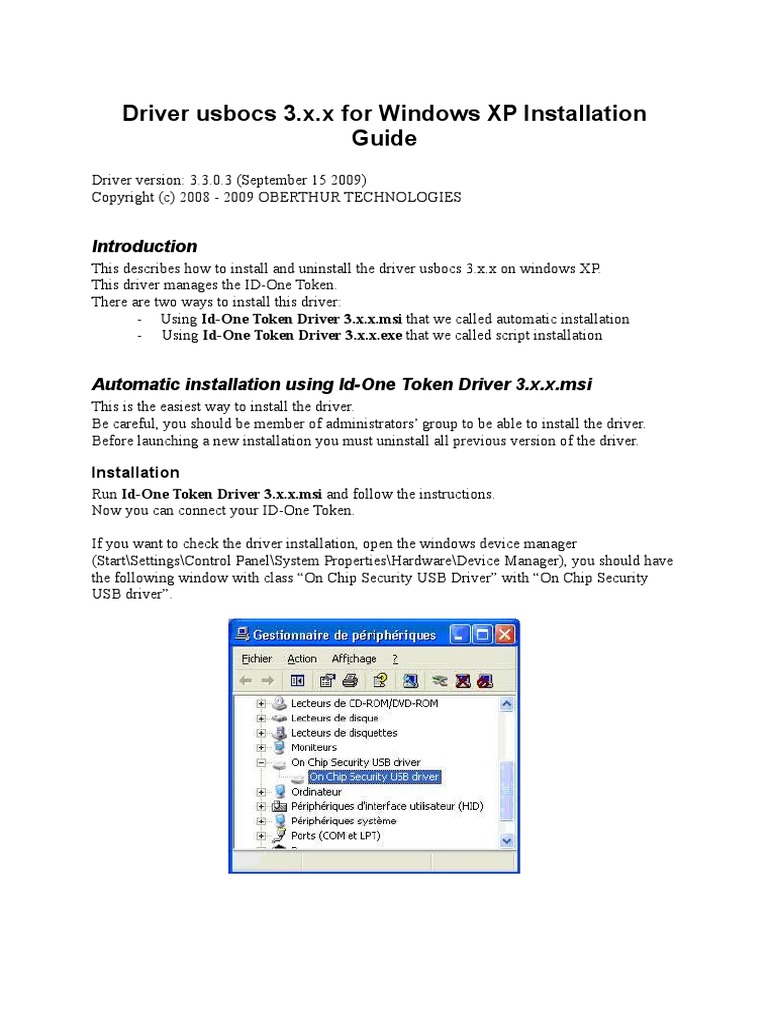 Driver Usbocs 3.x.x For Windows XP Installation Guide | PDF | Computers
