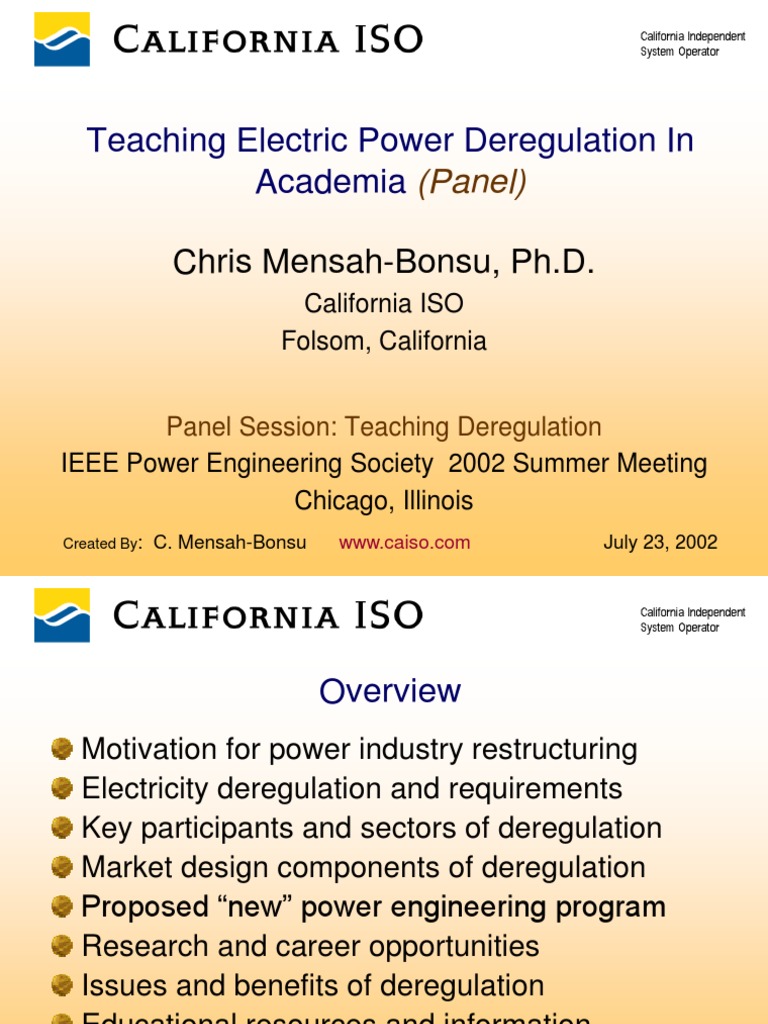 Teaching Electric Power Deregulation in Academia: Chris Mensah-Bonsu ...