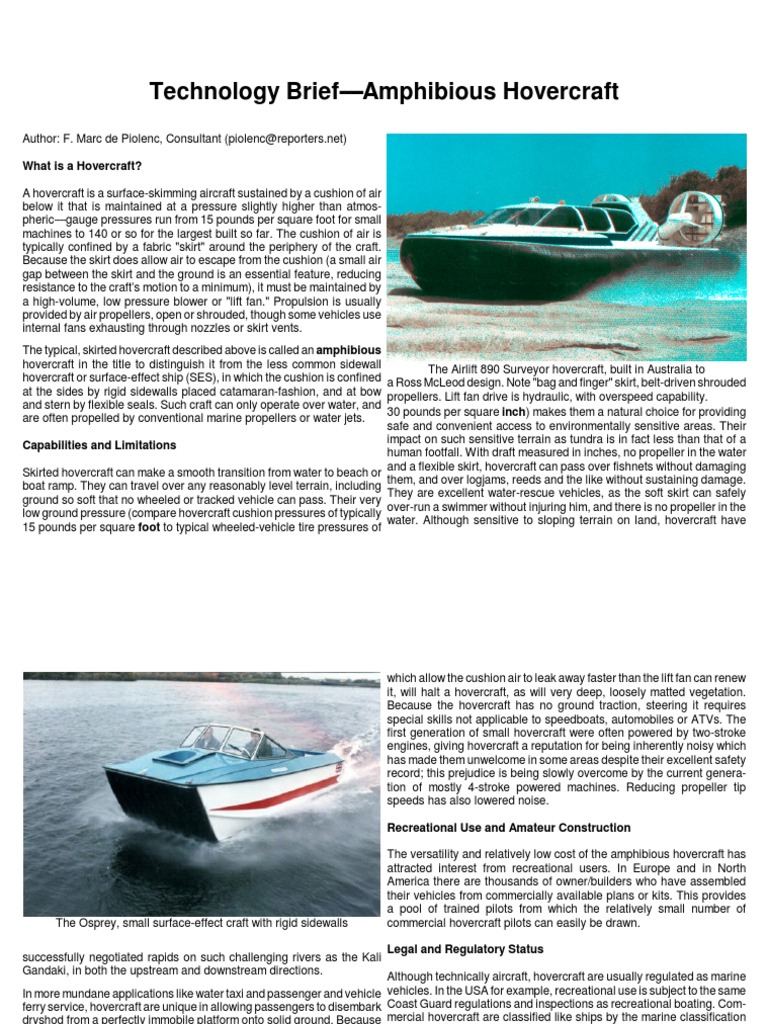 An In-Depth Look at Amphibious Hovercraft Designs, Capabilities ...