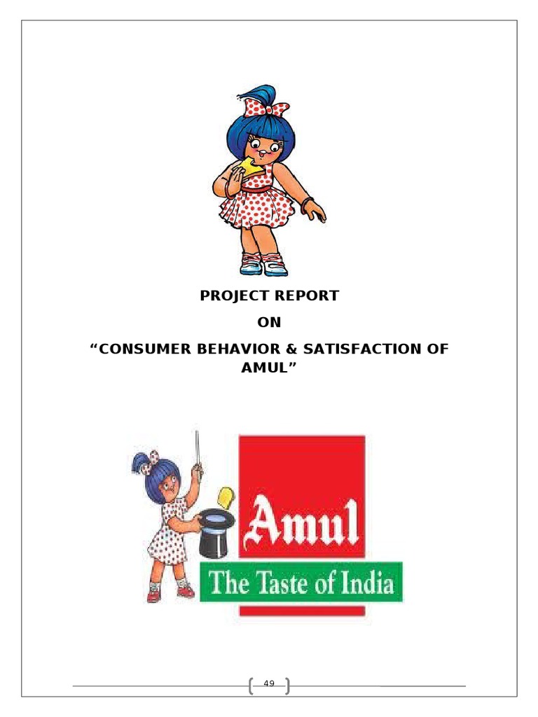 Project Report ON "Consumer Behavior & Satisfaction of Amul" | PDF ...