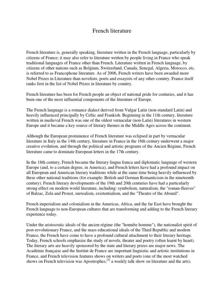 French Literature | PDF