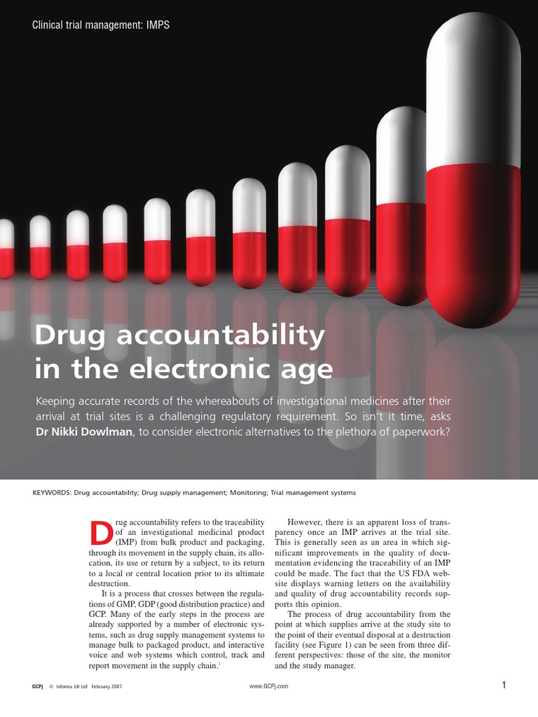 Drug Accountability in The Electronic Age | PDF | Clinical Trial ...