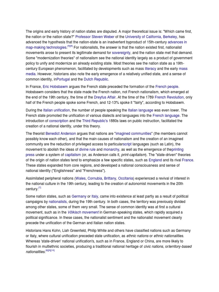 The Origins and Early History of Nation States | PDF | Nation State ...