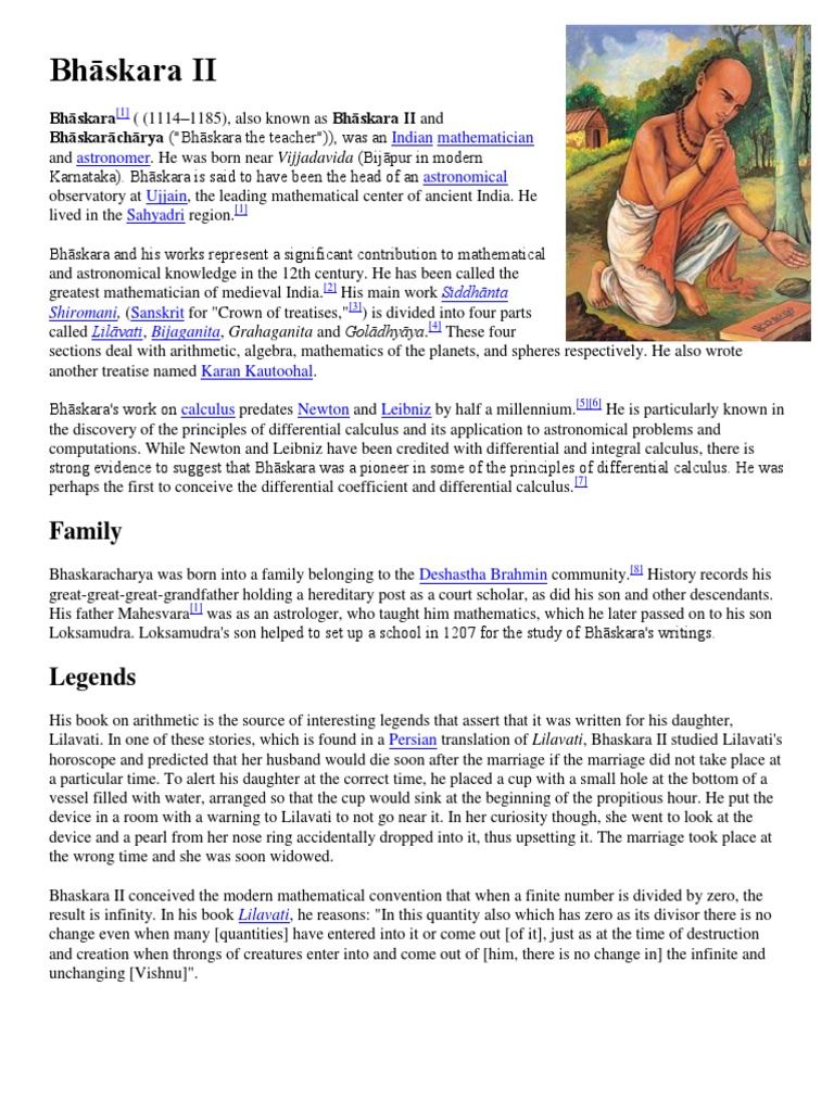 Bhāskara II | PDF | Teaching Mathematics | Science