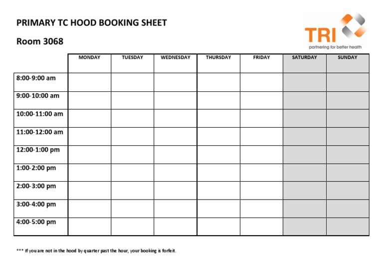Room 3068 Weekly Booking Schedule | PDF | Cooking, Food & Wine