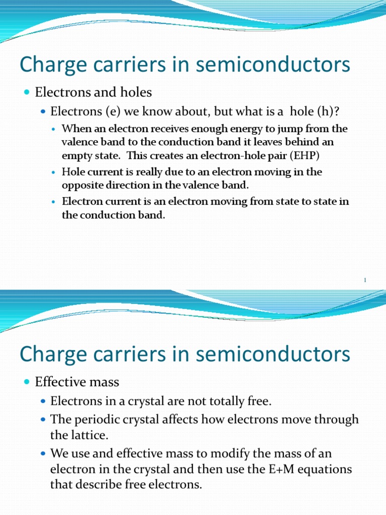 Charge Carriers in Semiconductors Explained | PDF | Semiconductors ...