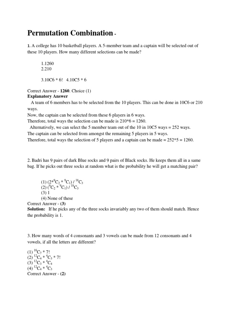 11.permutation Combination | PDF | Consonant | Dice
