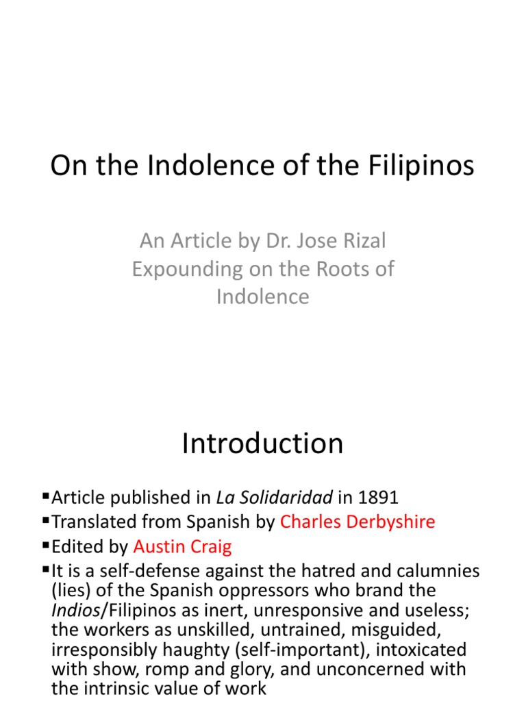 Causes of Filipino Indolence by Rizal | PDF | Philippines | Piracy
