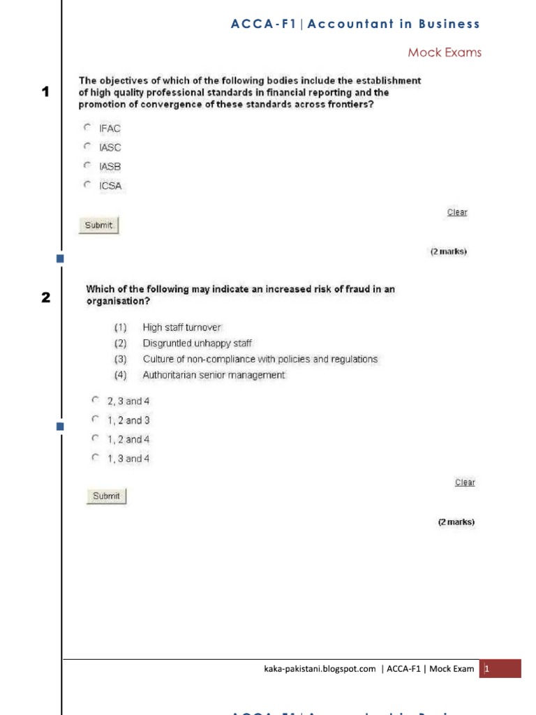 Acca f1' Mocks | PDF