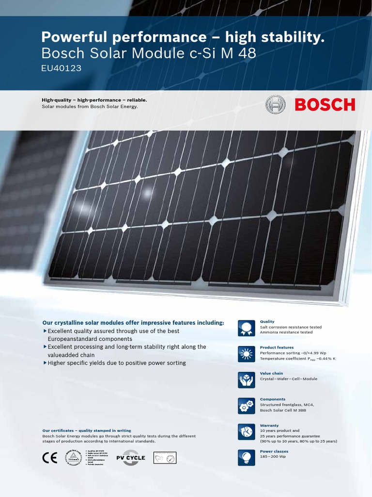 Bosch c-Si Solar Module Overview | PDF | Science & Mathematics | Computers