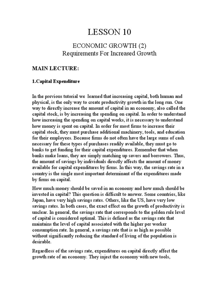 LESSON 10 - Economic Growth (B) | PDF | Saving | Capital (Economics)