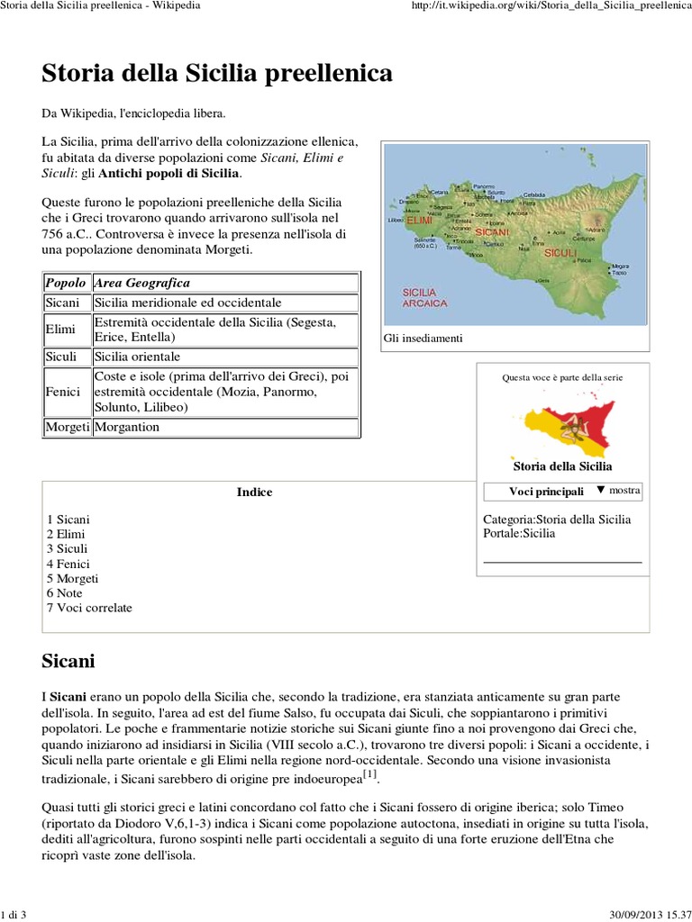 Storia Della Sicilia Preellenica - Wikipedia | PDF