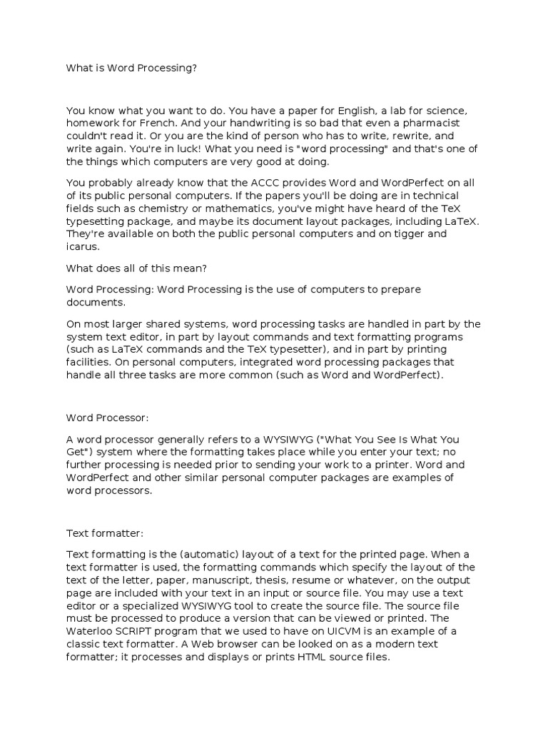 What Is Word Processing | PDF | Word Processor | Page Layout