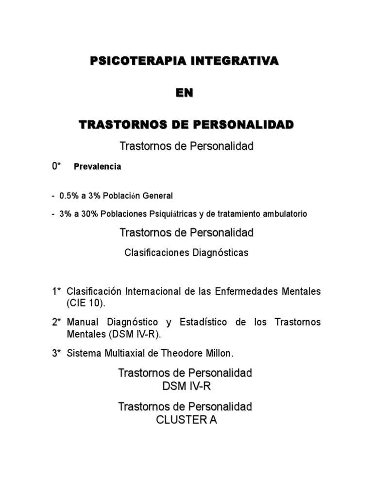 Clusters ABC | PDF | Desorden de personalidad | Manual Diagnóstico y ...