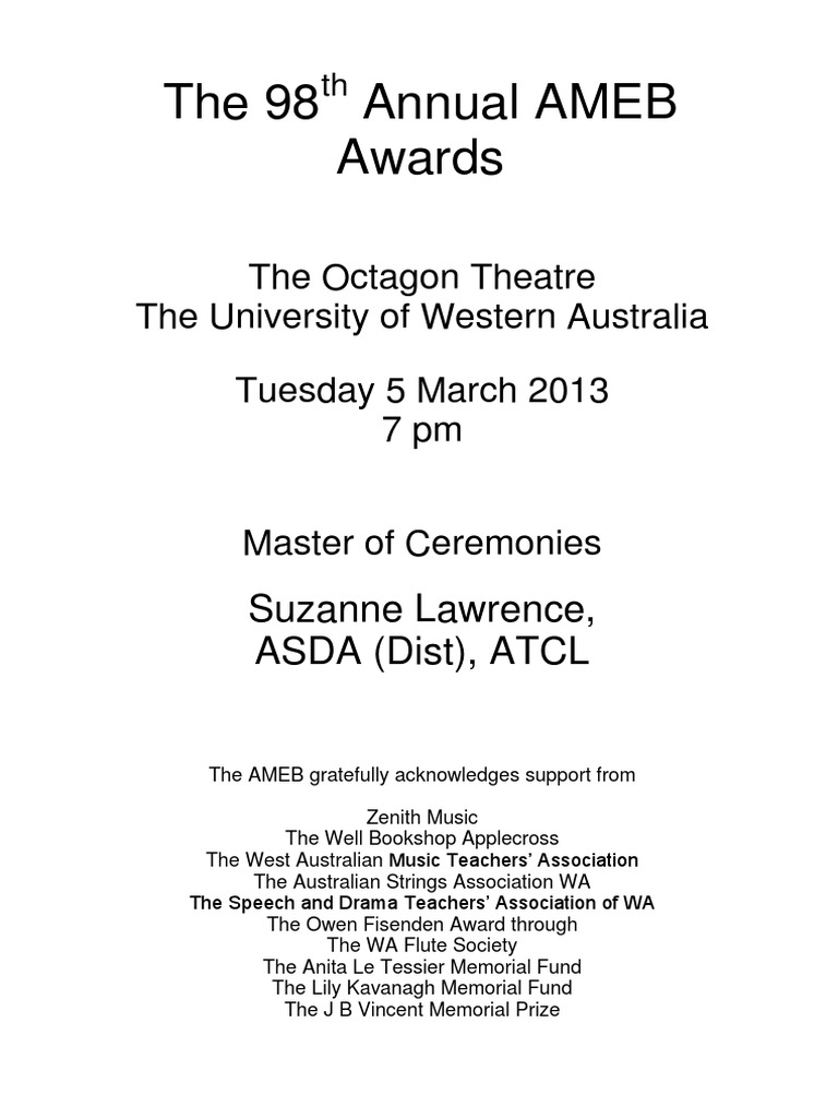 2012 AMEB Awards Night Program | PDF | Music Technology | Chordophones