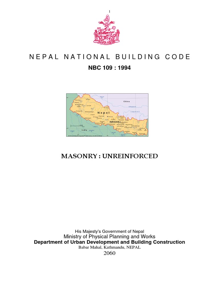 Nepal National Building Code NBC 109 | PDF | Masonry | Mortar (Masonry)