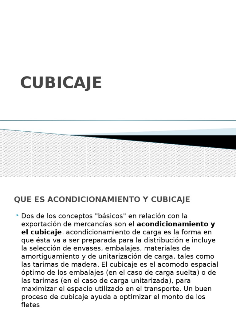Cubicaje 1 | PDF | Volumen | Transporte