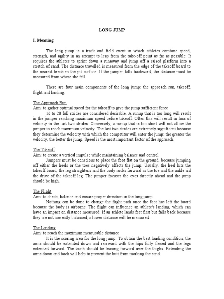 Long Jump | PDF | Track And Field | Athletic Sports