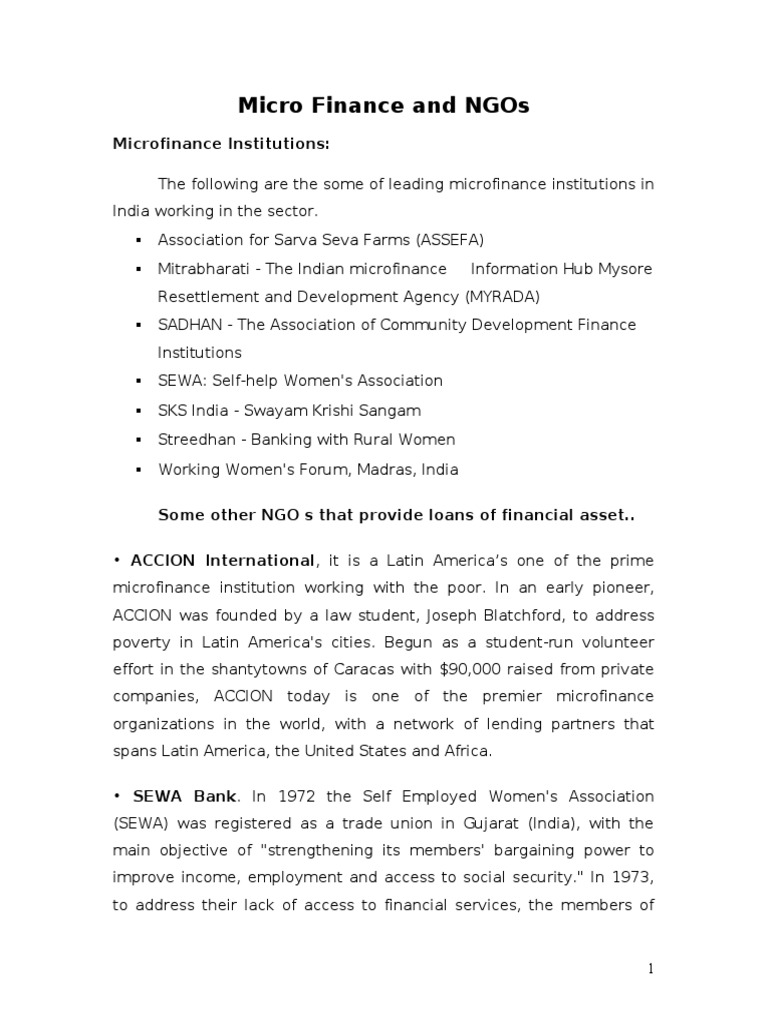 Microfinance and Ngos | PDF | Microfinance | Grameen Bank