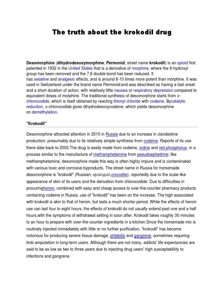 The Truth About The Krokodil Drug | PDF | Drugs Acting On The Nervous ...