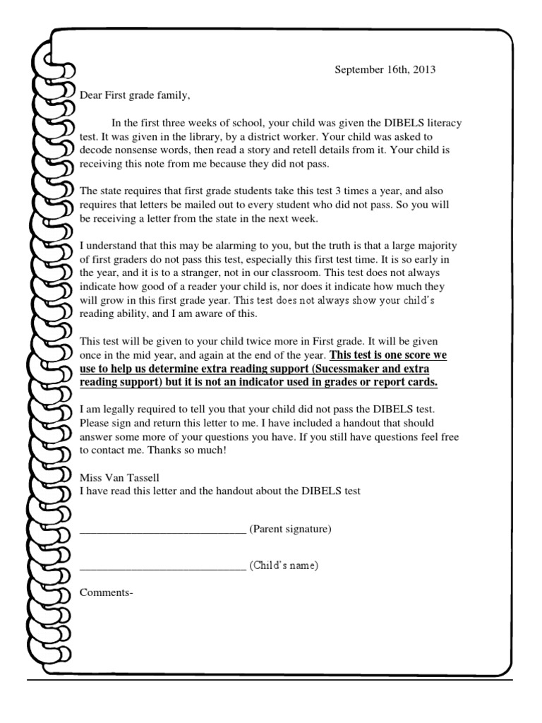 DIBELS Test Results for First Graders | PDF