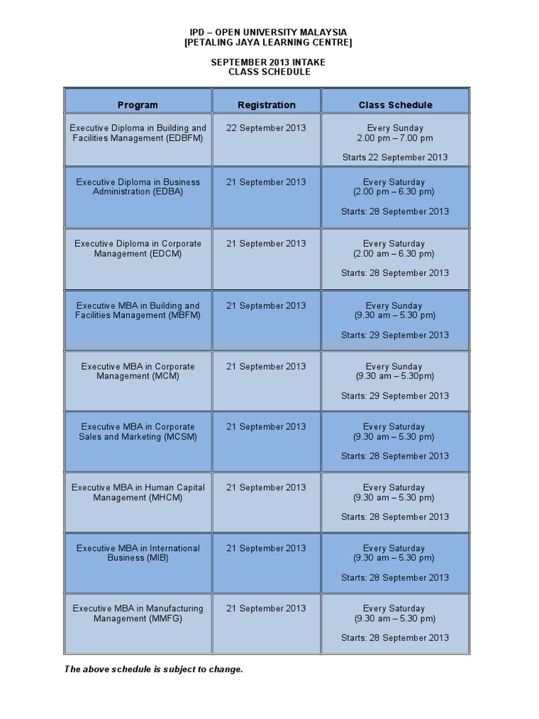 Oum New Intake Dates | PDF | Art | Technology & Engineering