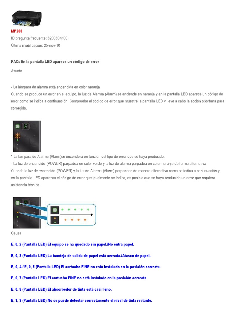 Manual Canon Mp280 | Papel | Impresora (Computación) | Prueba gratuita ...