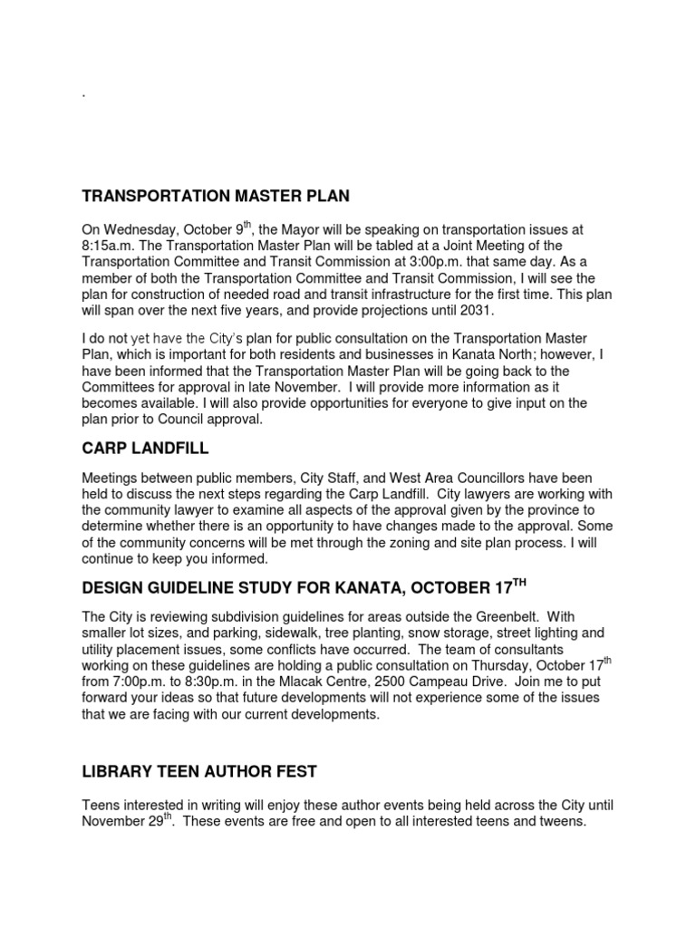 Transportation Master Plan | PDF | Transport | Business
