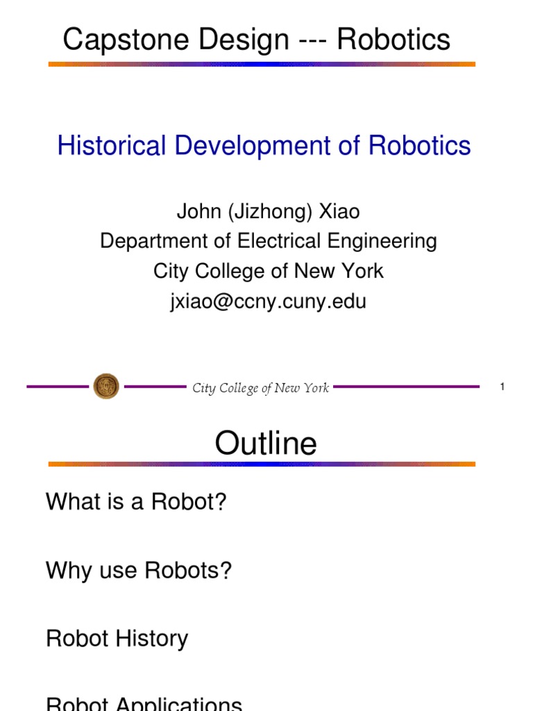 Capstone Design - Robotics: Historical Development of Robotics | PDF ...
