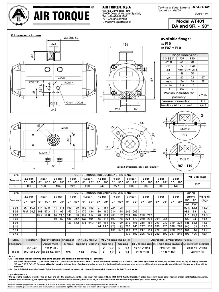 Actuador Air Torque At401 | PDF | Valve | Applied And Interdisciplinary ...