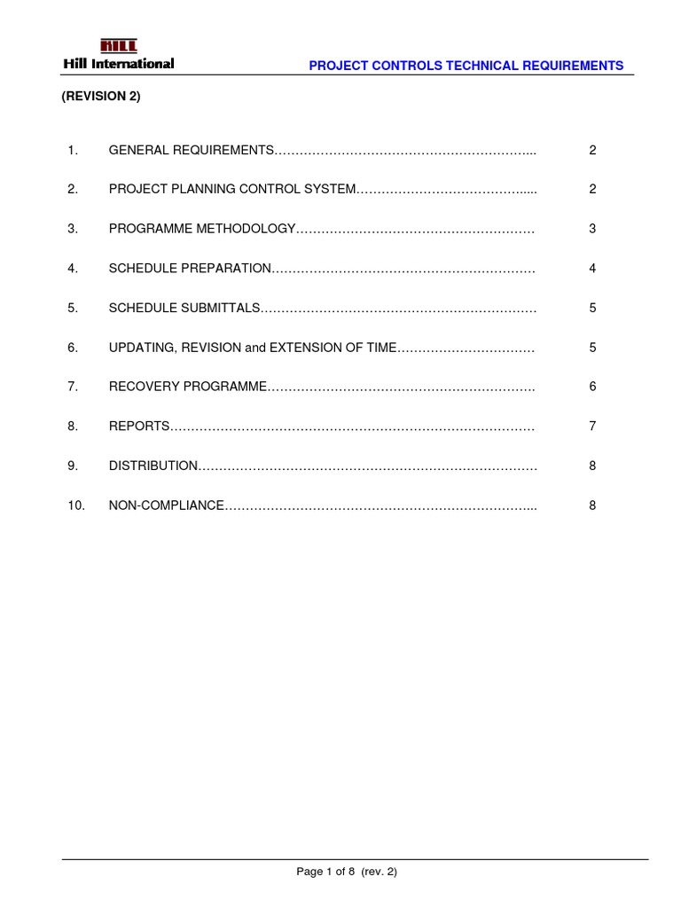 Project Controls Requirements | PDF | General Contractor ...