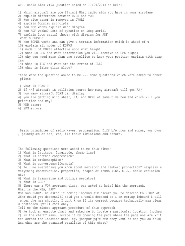 Atpl Oral QB | PDF | Geography | Aeronautics