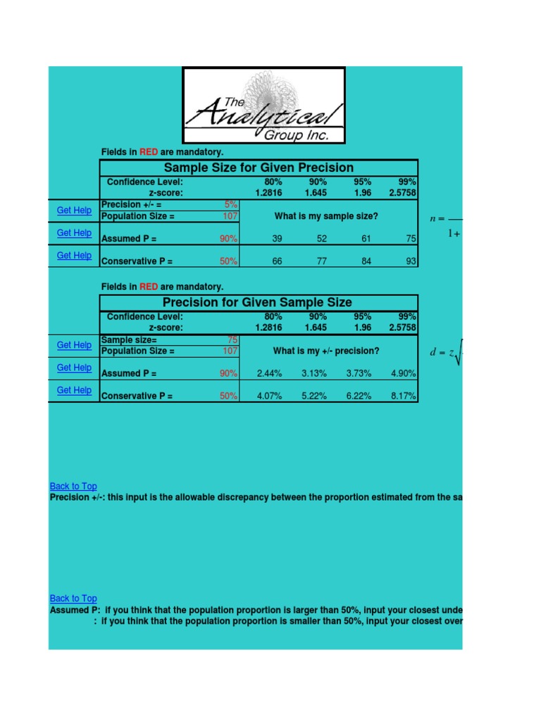 Sample Size Calculator | PDF