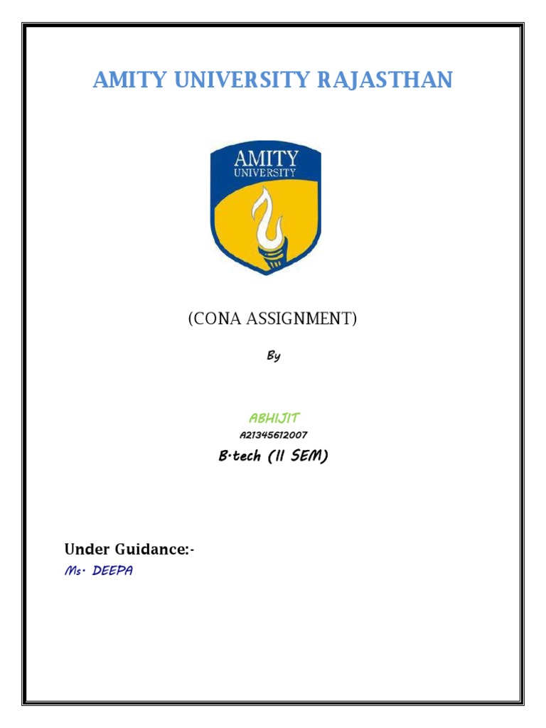 Amity University Rajasthan (COVER PAGE) | PDF